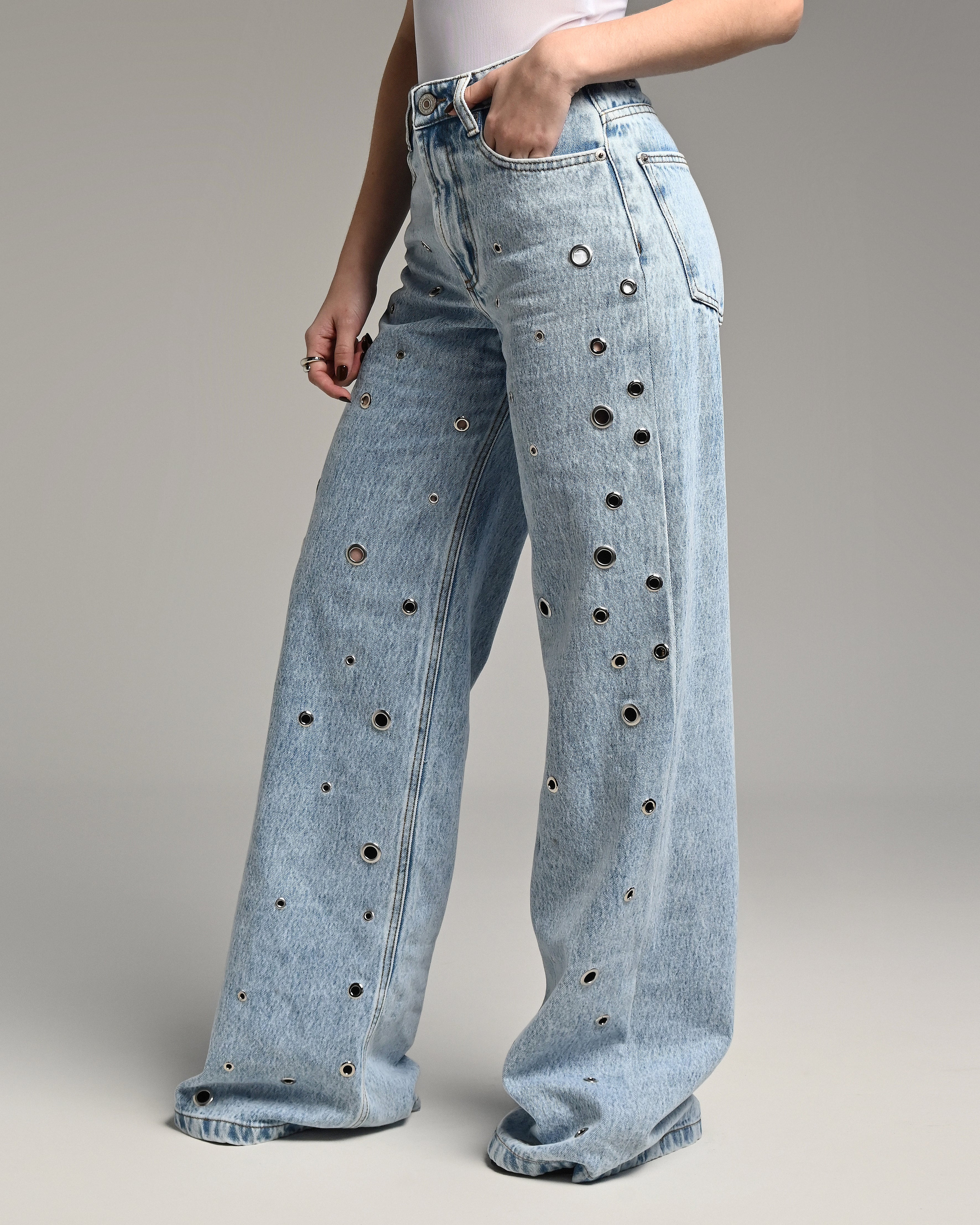 EYELET DENIM JEANS – Essens